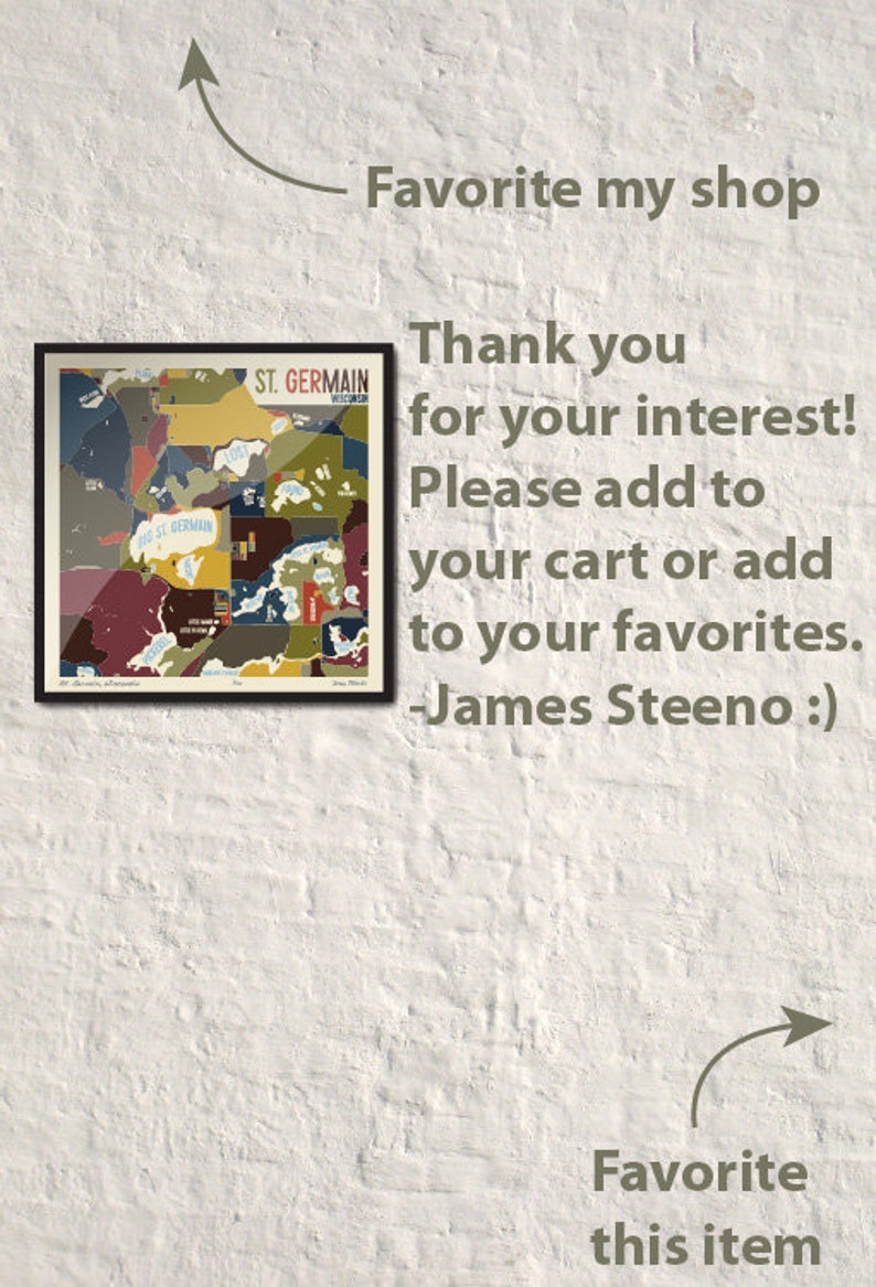 St. Germain Wisconsin Art Map Print vilas County by James - Etsy Denmark