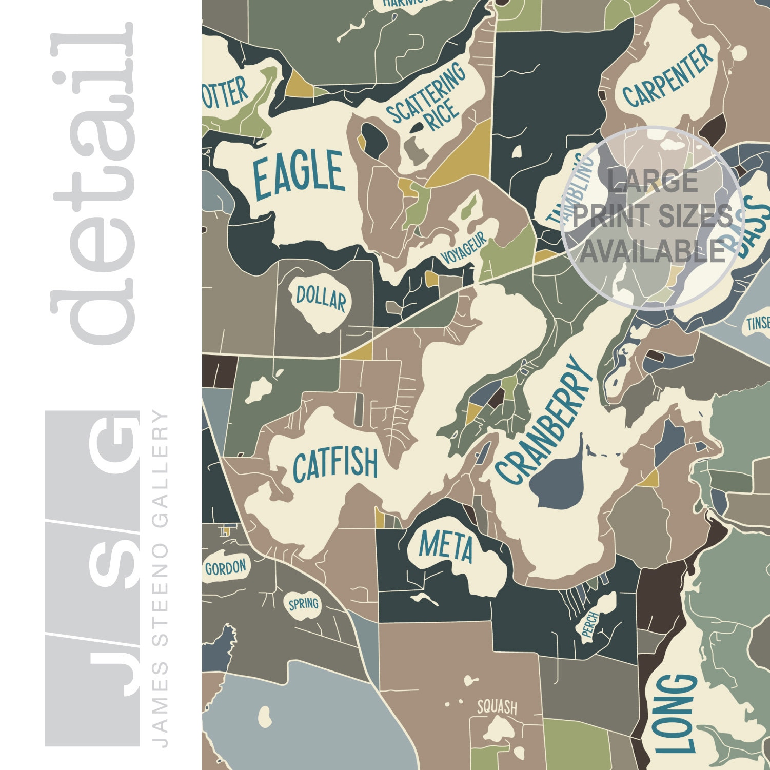 Eagle River Chain of Lakes Wisconsin Art Map Print vilas - Etsy