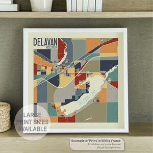 Delavan, Wisconsin Art Map Print by James Steeno (delavan Lake Walworth ...