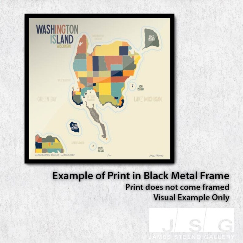 Washington Island Wisconsin Art Map Print door County by - Etsy