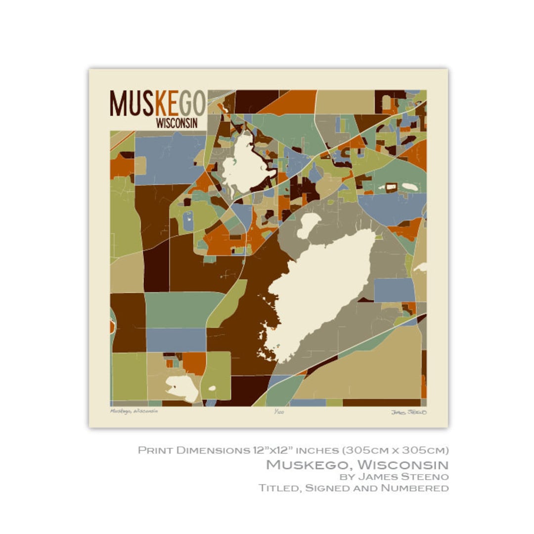 Muskego, Wisconsin Art Map Print (waukesha County) by James Steeno ...