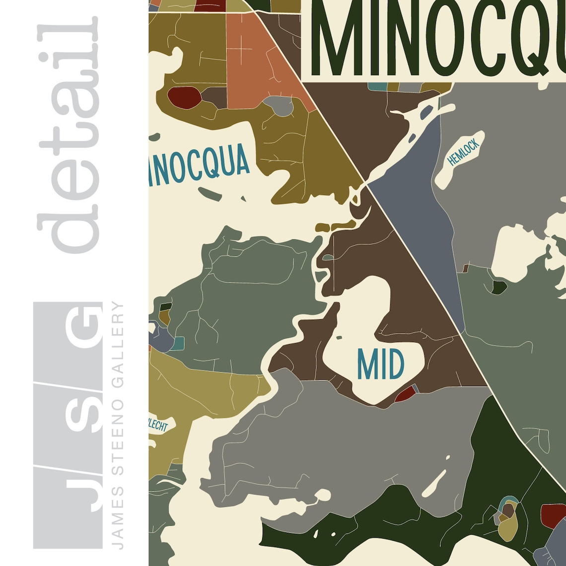 Minocqua Chain of Lakes Wisconsin Art Map Print oneida - Etsy