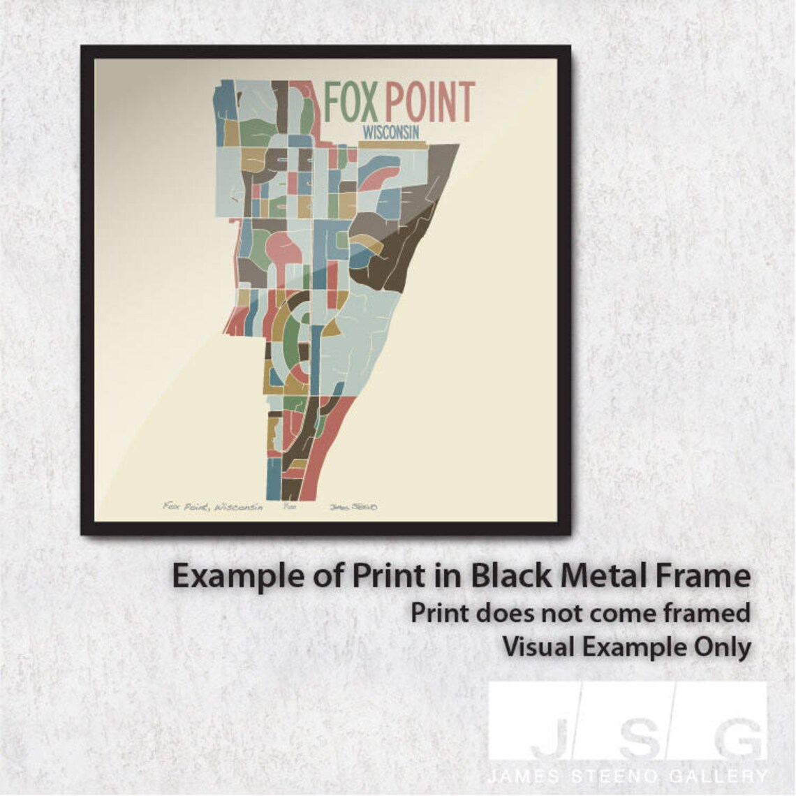 Fox Point Wisconsin City Art Map Print milwaukee County WI - Etsy