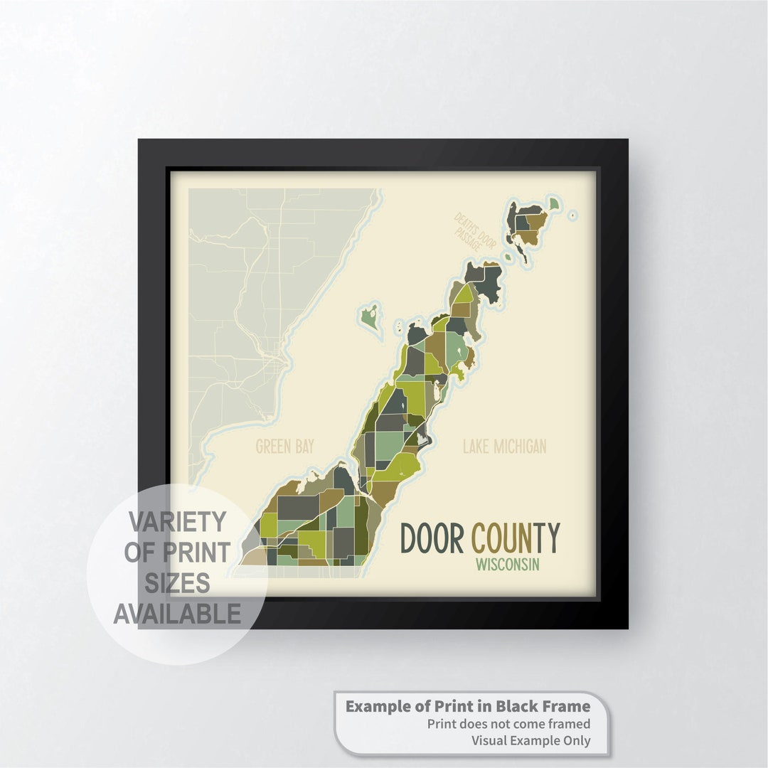 Door County, Wisconsin Art Map Print by James Steeno (fish Creek ...
