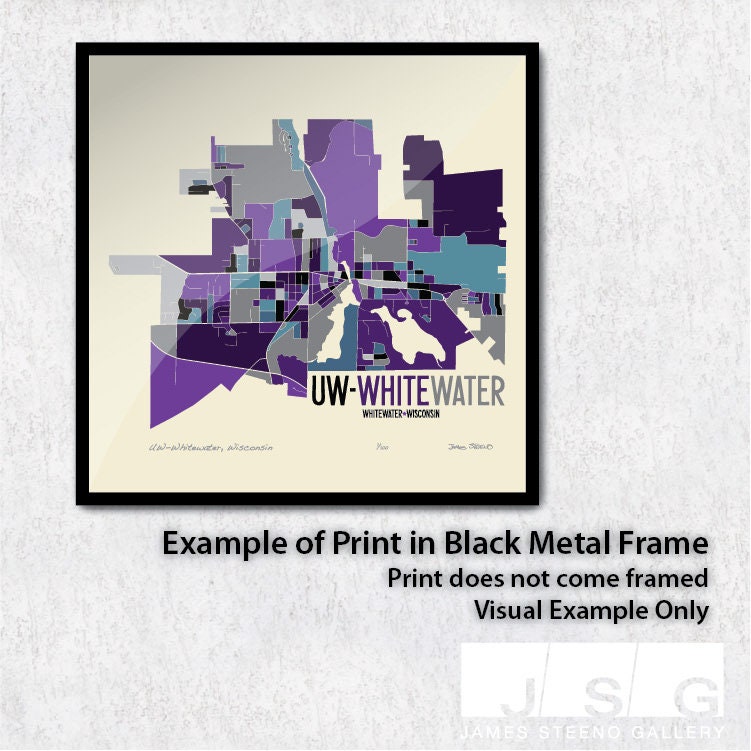 Whitewater – Wisconsin University Campus Art Map Print by James Steeno ...
