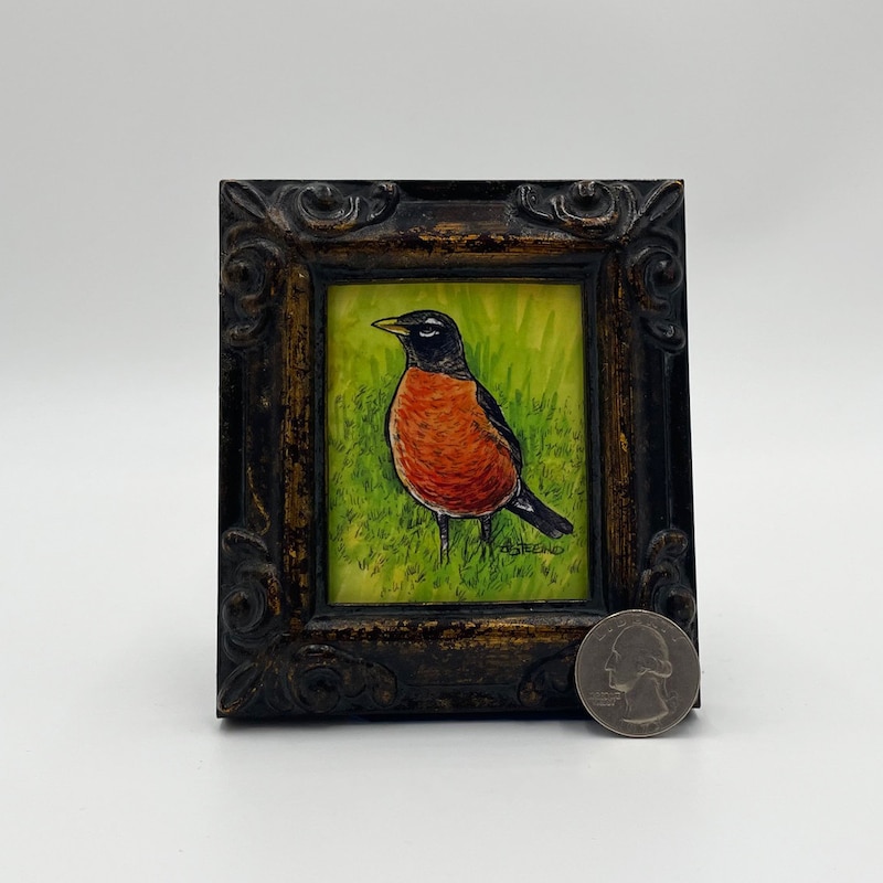 Framed Robin Bird Print - Etsy
