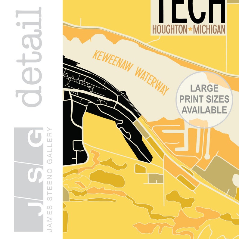 Michigan Tech Houghton Michigan Campus Art Map Print by - Etsy