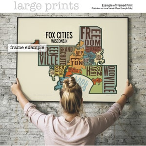 Fox Cities Wisconsin Typography Map Art Print by James Steeno (fox ...