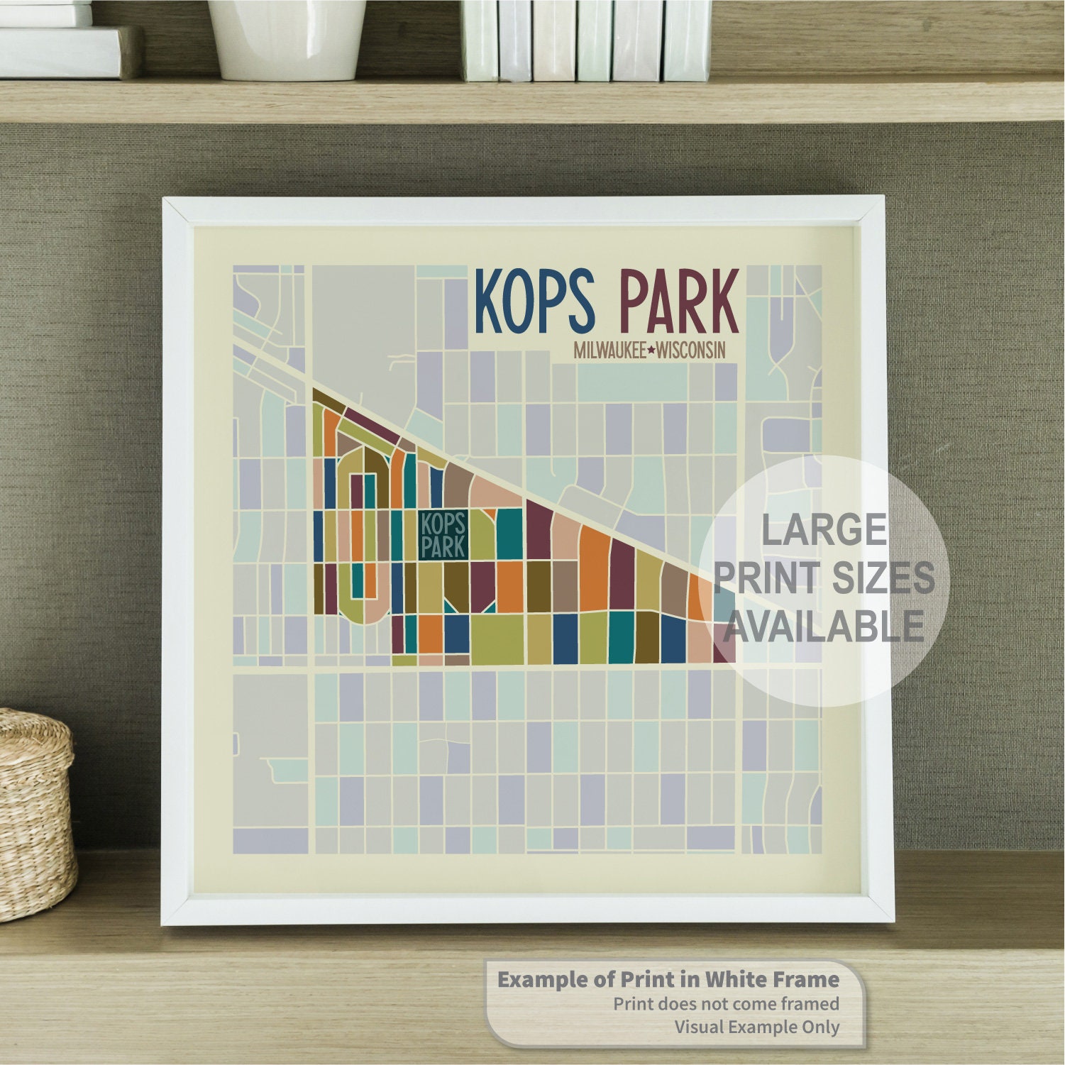 Kops Park Neighborhood Milwaukee Wisconsin Art Map Print by | Etsy