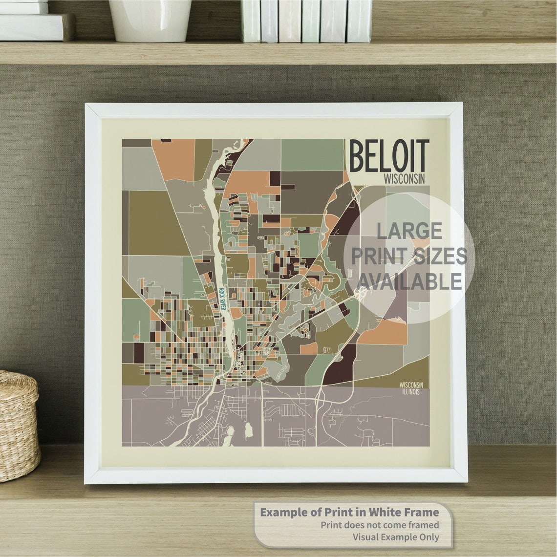 Beloit Wisconsin Art Map Print rock County by James Steeno - Etsy