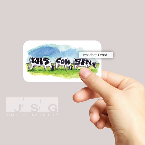 Wisconsin Cows Vinyl Sticker by James Steeno travel Sticker - Etsy