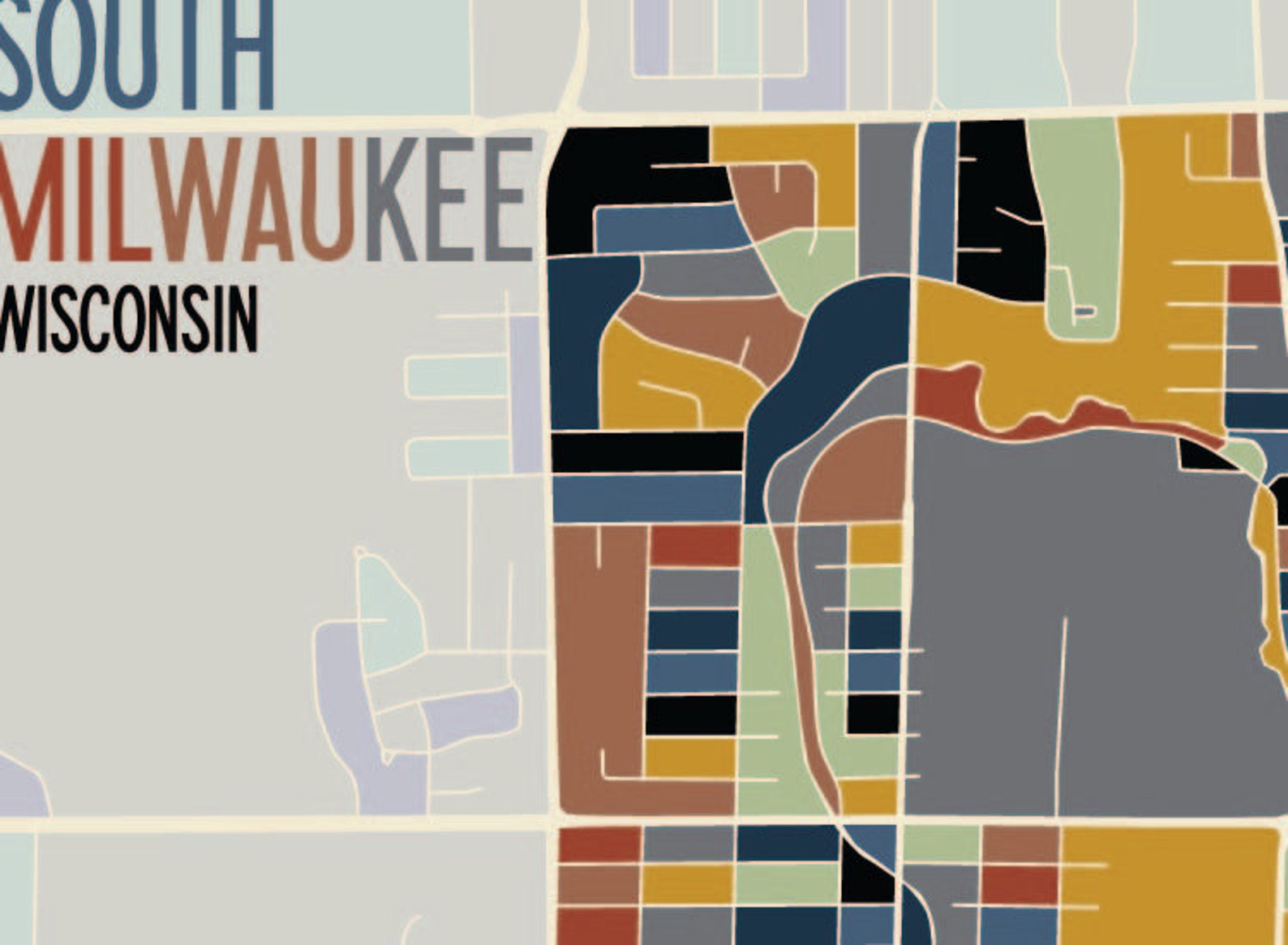 South Milwaukee Wisconsin Art Map Print by James Steeno | Etsy