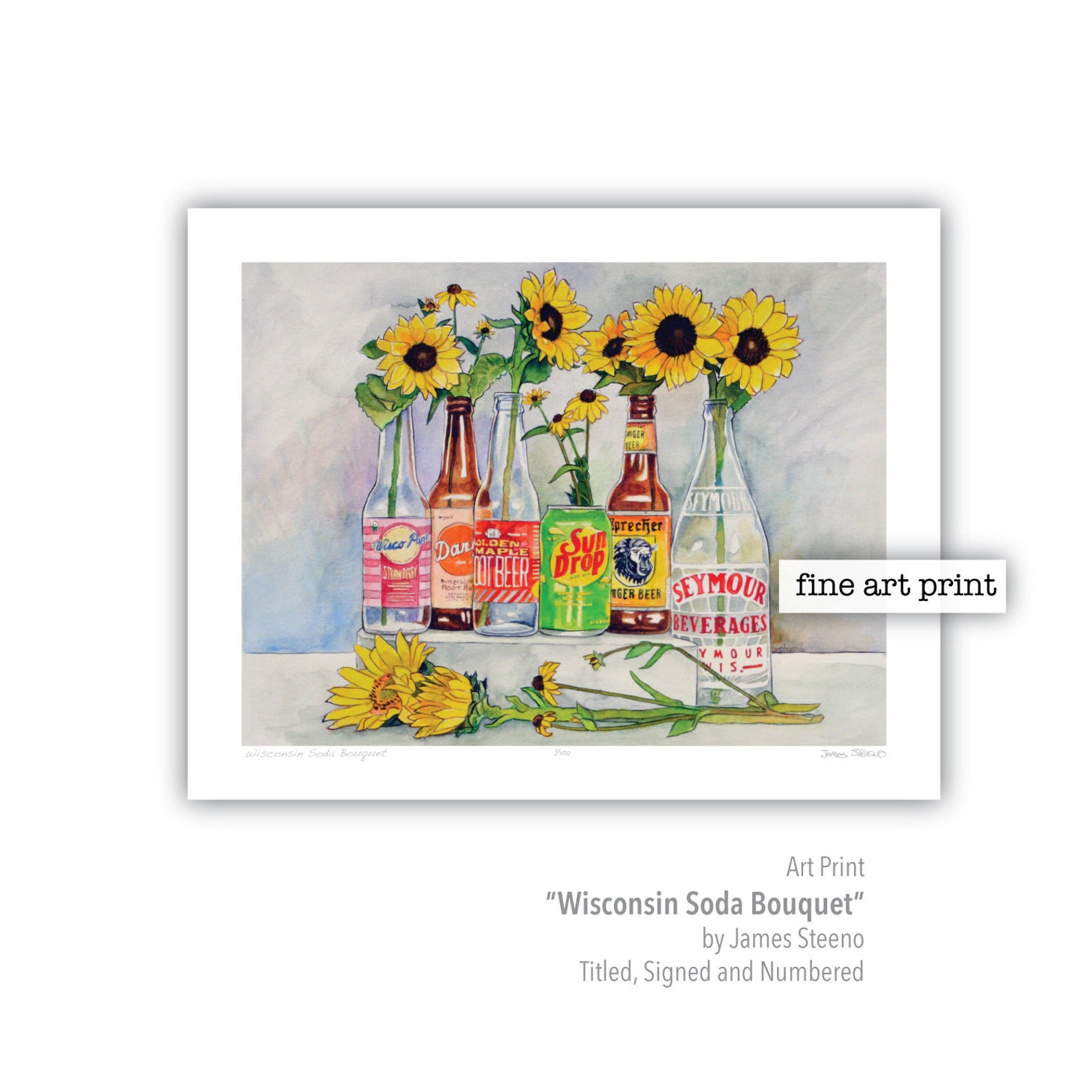 Wisconsin Soda Bouquet Watercolor Art Print by James Steeno | Etsy