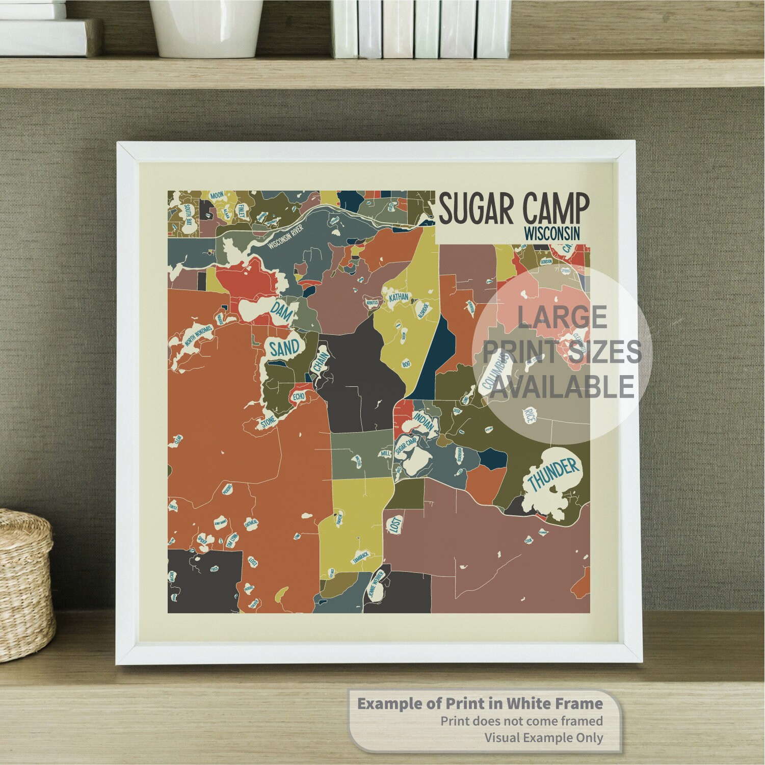 Sugar Camp, Wisconsin Art Map Print (oneida County, Sugar Camp Lake) by ...