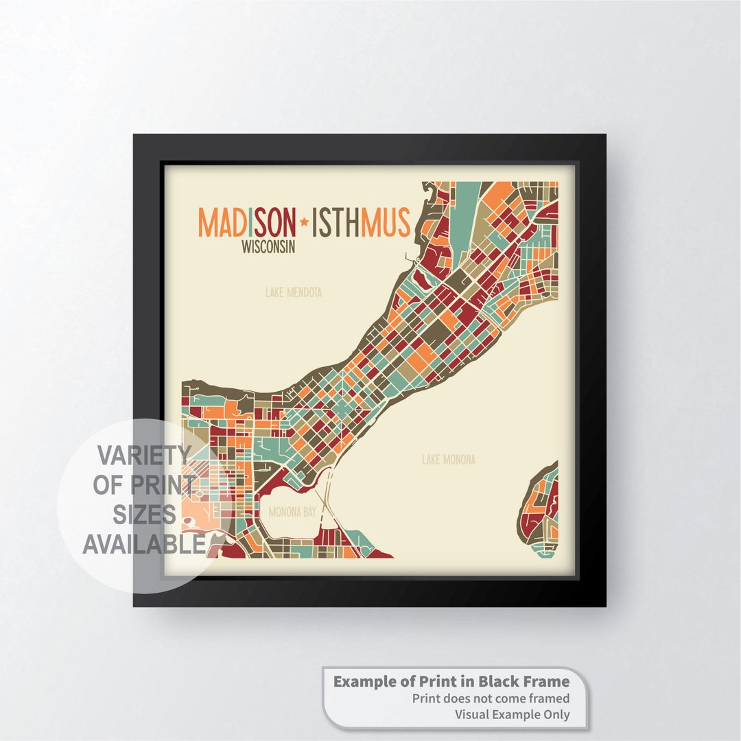 Isthmus – Madison, Wisconsin Art Map Print (dane County) by James ...