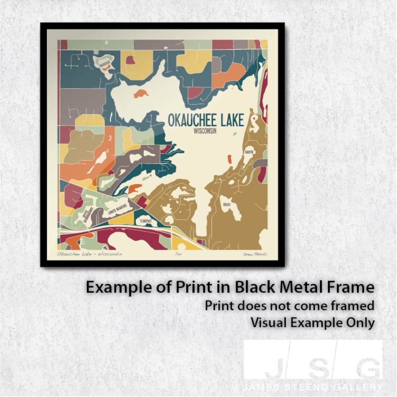 Okauchee Lake Wisconsin Art Map Print waukesha County Lake - Etsy