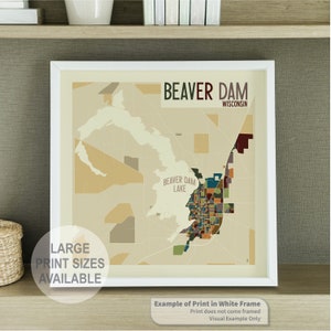 Beaver Dam, Wisconsin City Art Map Print (dodge County) by James Steeno ...