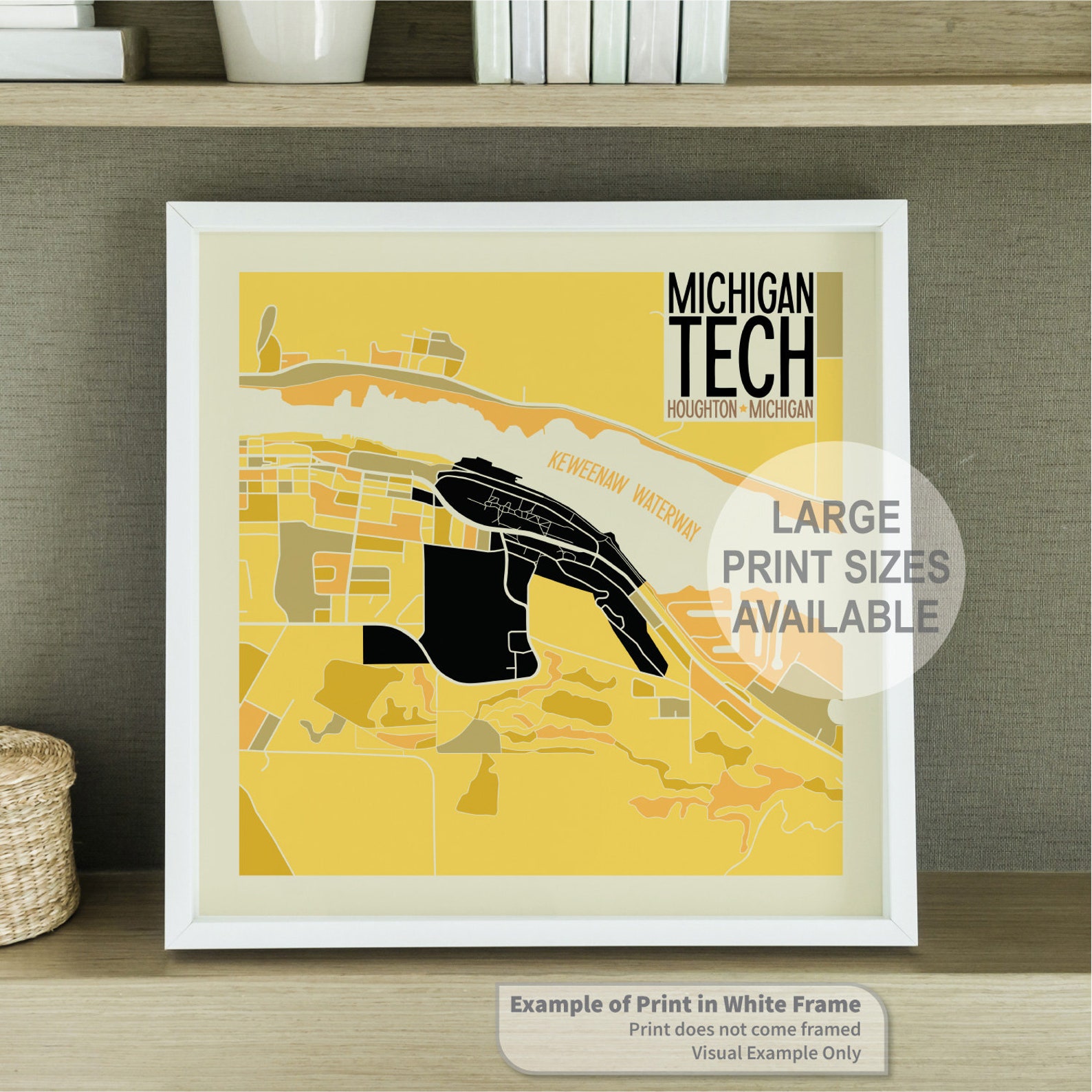 Michigan Tech – Houghton, Michigan Campus Art Map Print by James Steeno ...