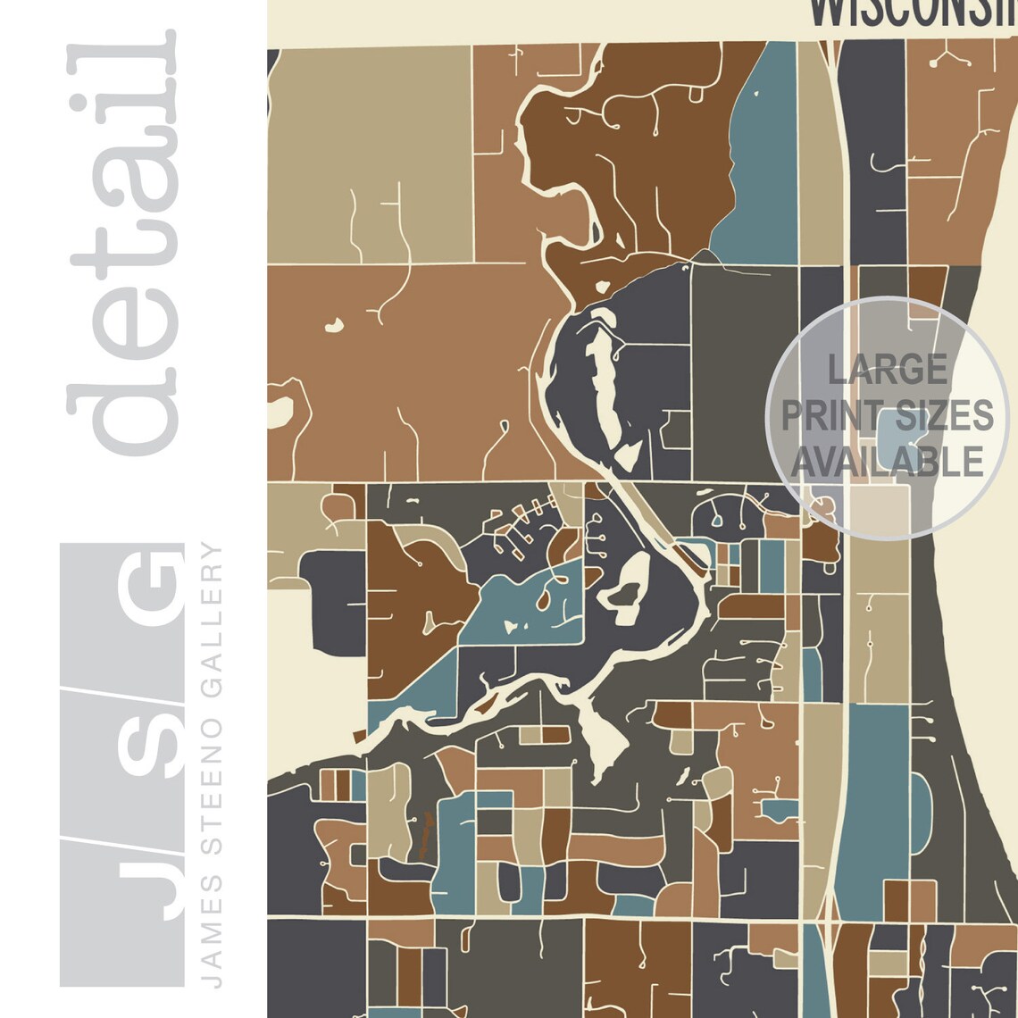 Mequon Wisconsin Art Map Print ozaukee County by James - Etsy