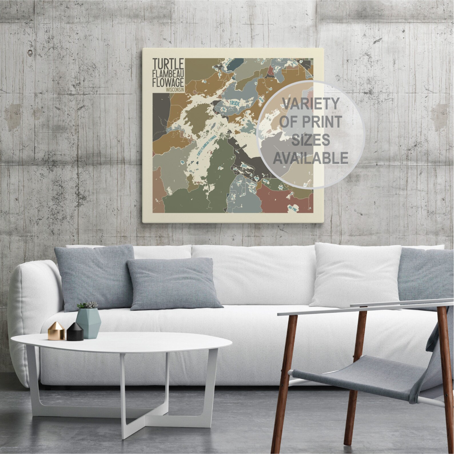 Turtle Flambeau Flowage Wisconsin Art Map Print by James Steeno (iron ...