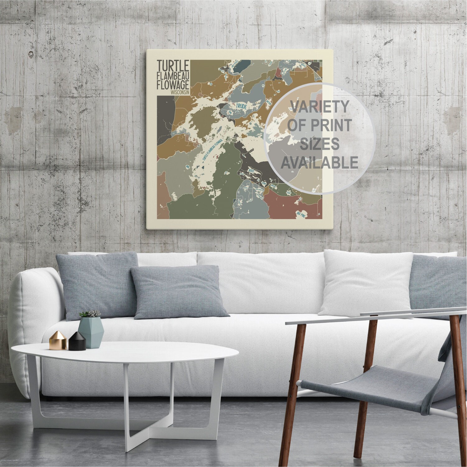 Turtle Flambeau Flowage Wisconsin Art Map Print by James Steeno (iron ...