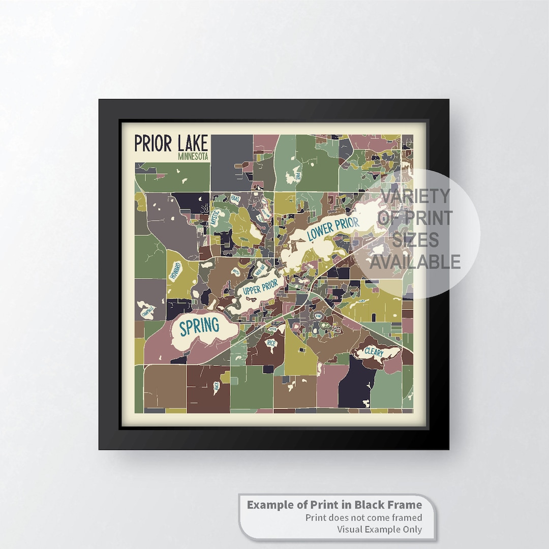 Prior Lake Minnesota Art Map Print by James Steeno (scott County) - Etsy