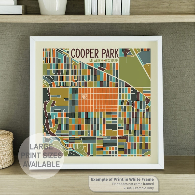 Cooper Park Milwaukee Wisconsin Neighborhood Art Map Print | Etsy