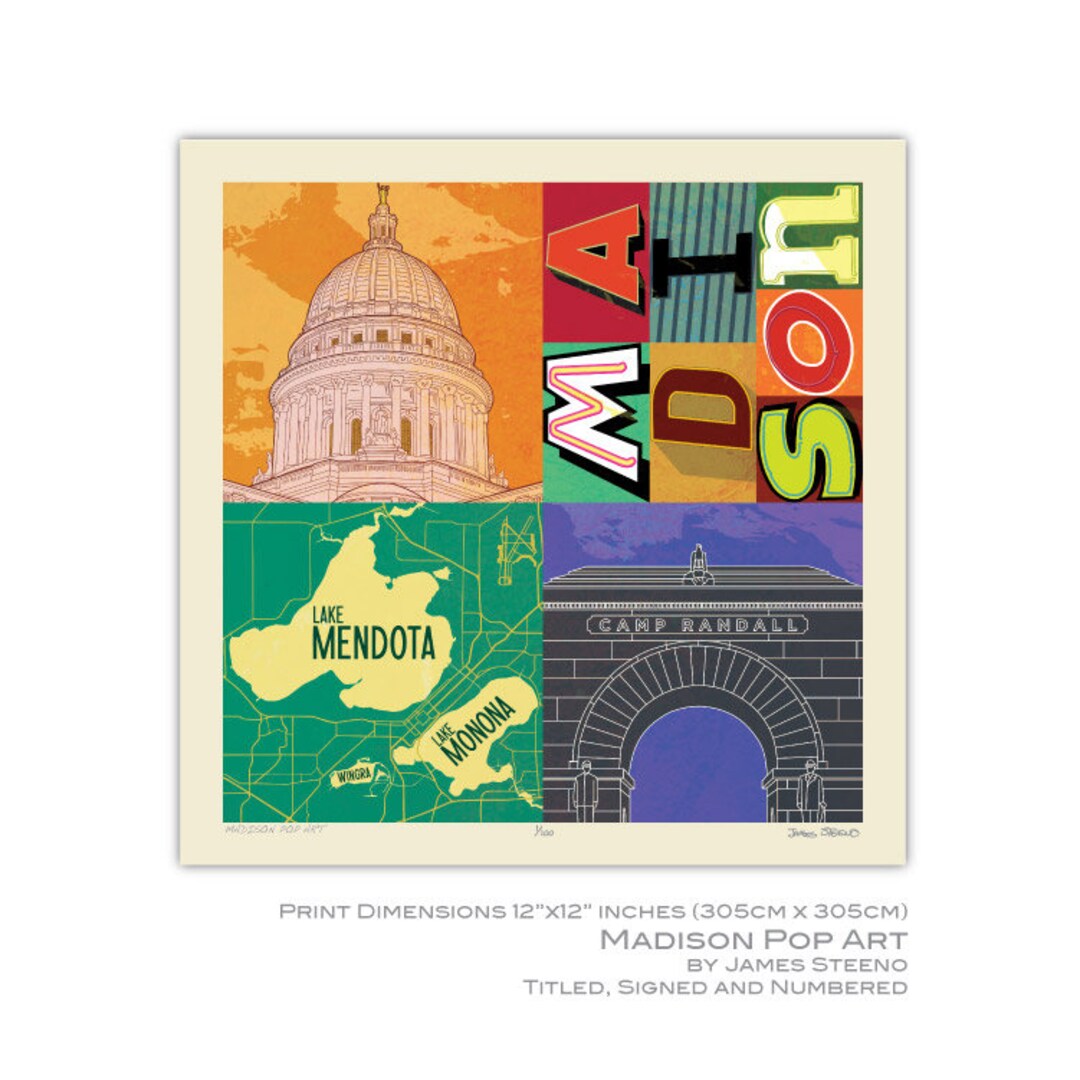 Madison Wisconsin Pop Art Print by James Steeno - Etsy