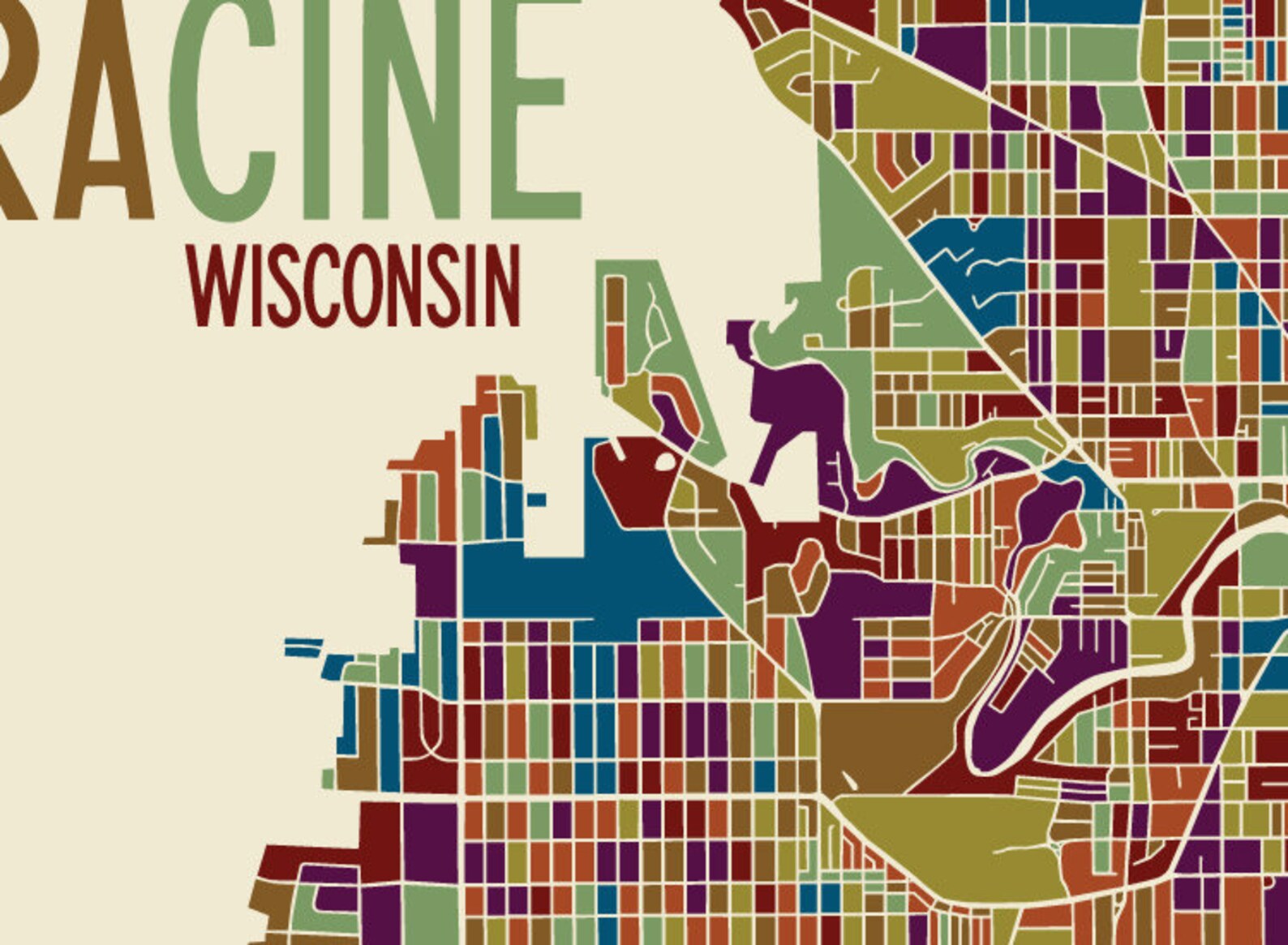 Racine, Wisconsin Art Map Print (racine County) by James Steeno - Etsy