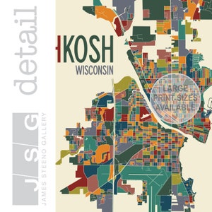 Oshkosh, Wisconsin City Art Map Print (winnebago County) by James ...