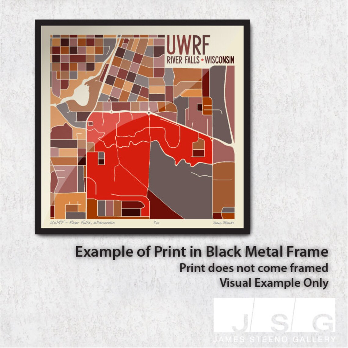 UWRF River Falls Wisconsin University Campus Art Map Print | Etsy