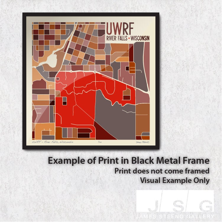 UWRF River Falls Wisconsin University Campus Art Map Print | Etsy