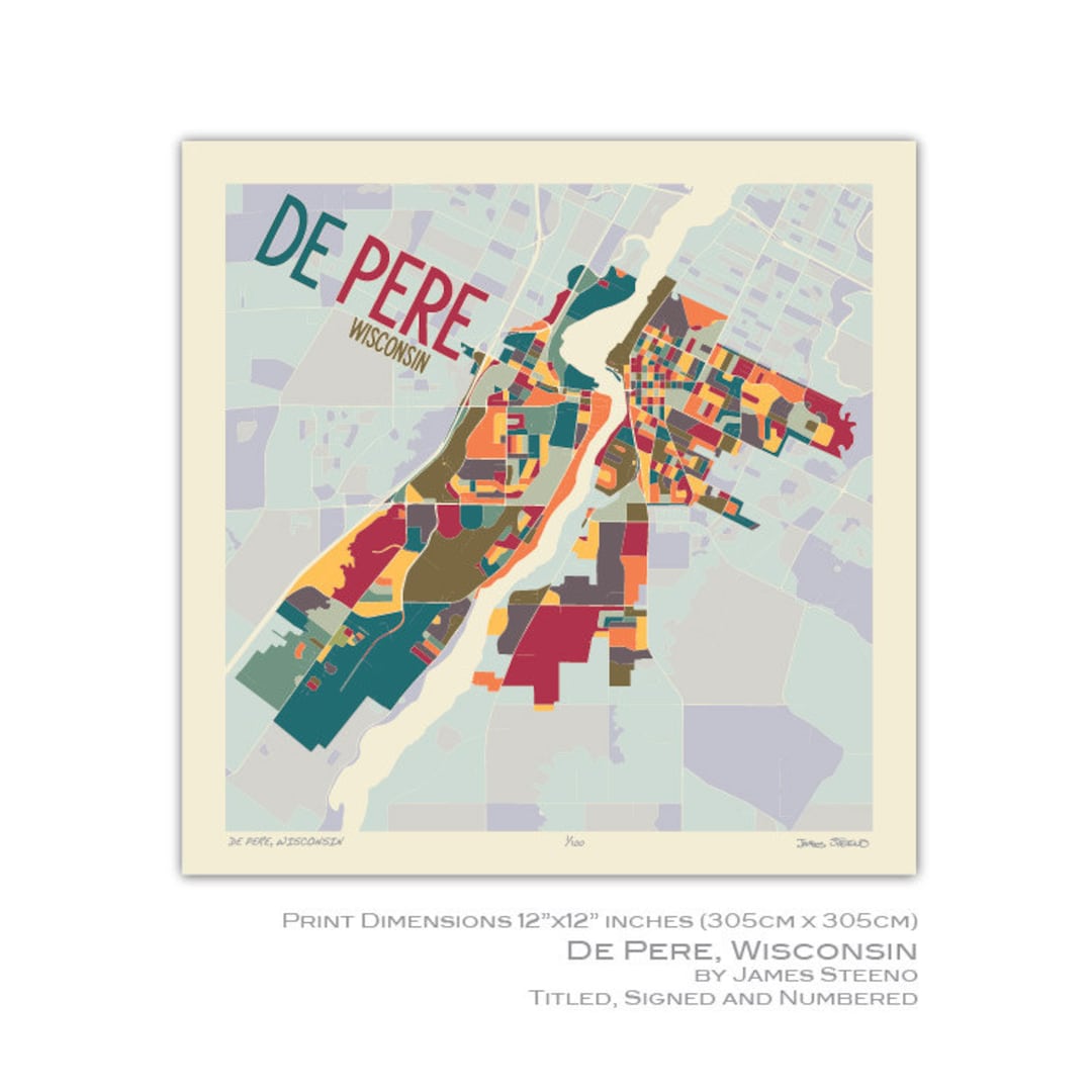 De Pere, Wisconsin Art Map Print (brown County) by James Steeno - Etsy