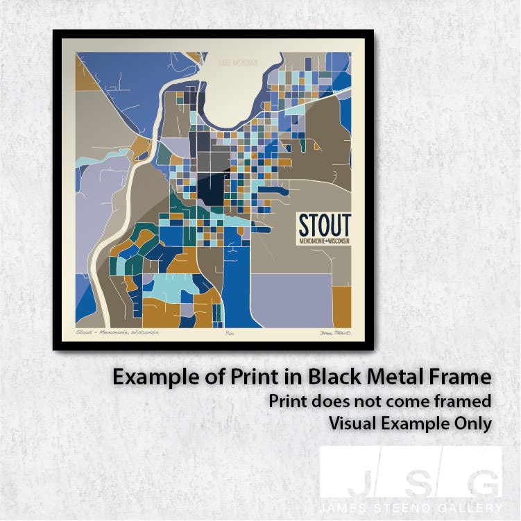 Stout - Menomonie, Wisconsin University Campus Art Map Print by James ...