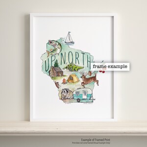 Up North Wisconsin Fun Map Watercolor Art Print by James Steeno - Etsy