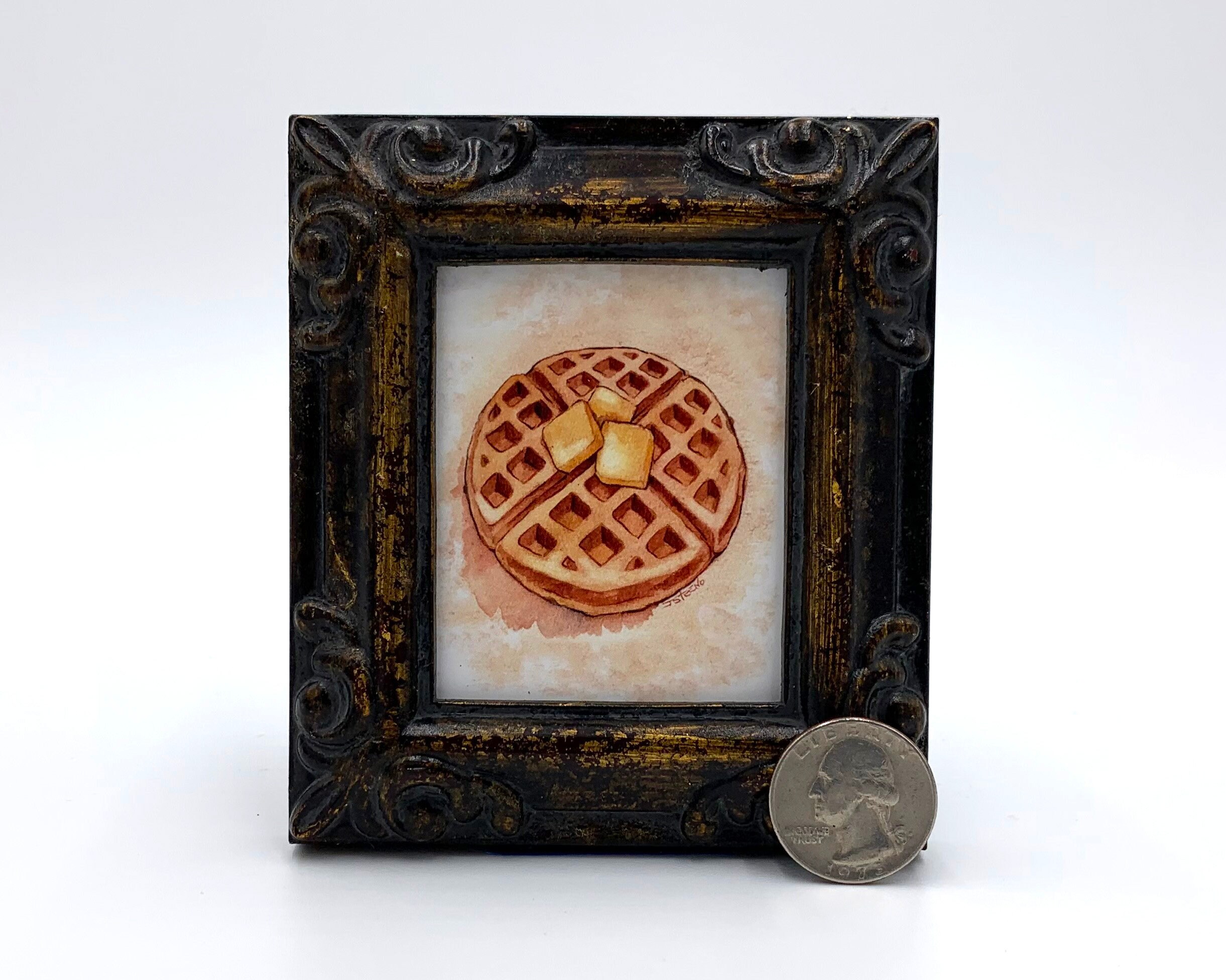 Waffle Framed Miniature Watercolor Art Print by James Steeno Mini Art ...