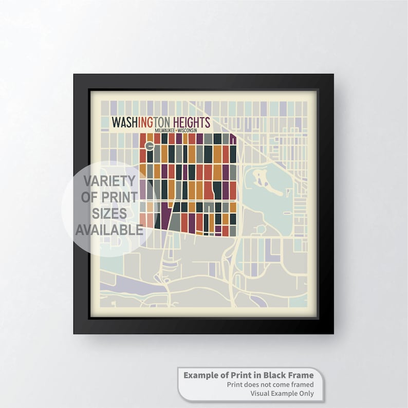 Washington Heights Neighborhood Milwaukee Wisconsin Art Map - Etsy