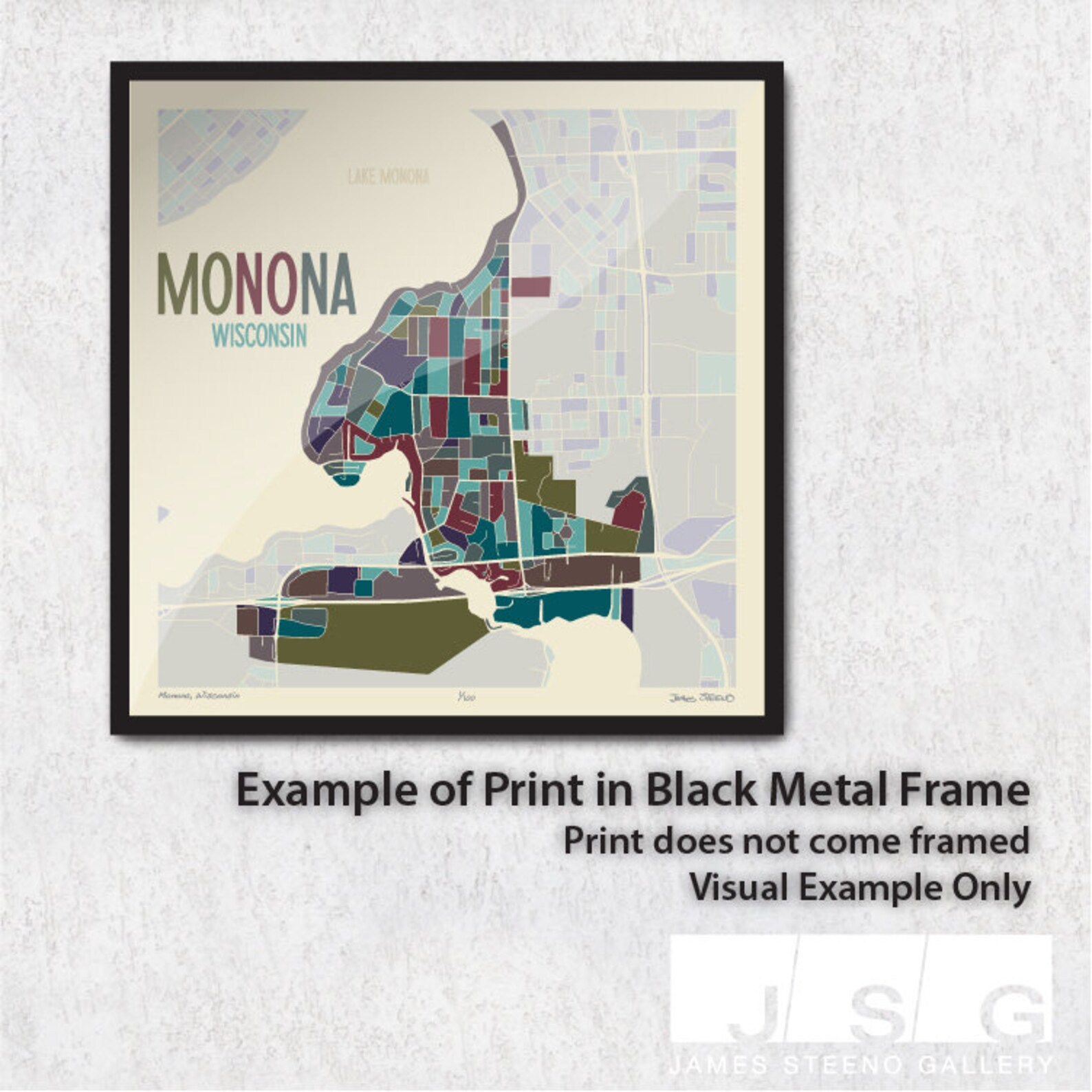 Monona Wisconsin dane County Art Map Print by James Steeno - Etsy