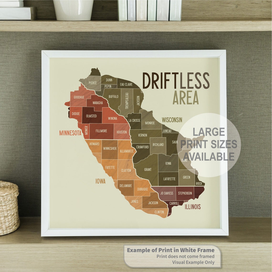 Driftless Area Art Map Print by James Steeno (wisconsin, Minnesota ...