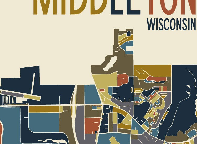Middleton Wisconsin Art Map Print Dane County by James | Etsy