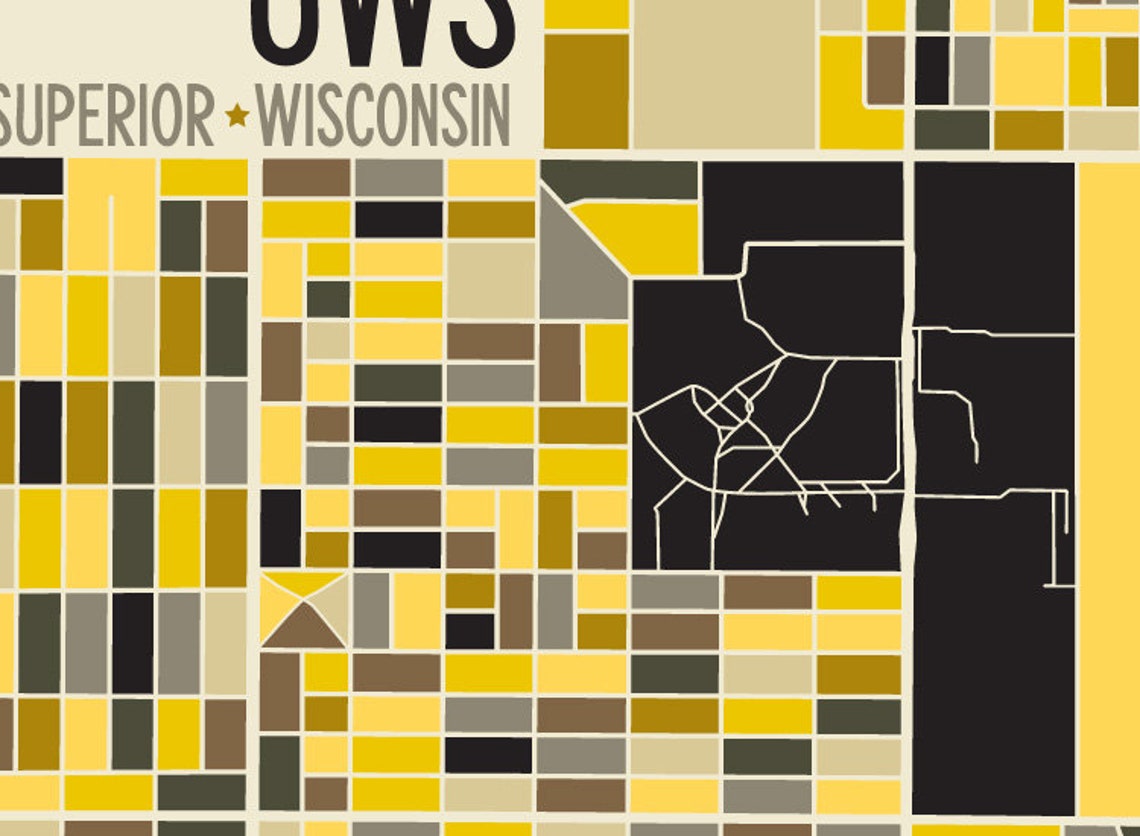 UWS – Superior, Wisconsin University Campus Art Map Print (douglas ...