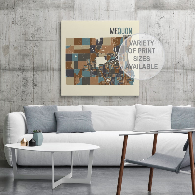 Mequon Wisconsin Art Map Print Ozaukee County by James | Etsy