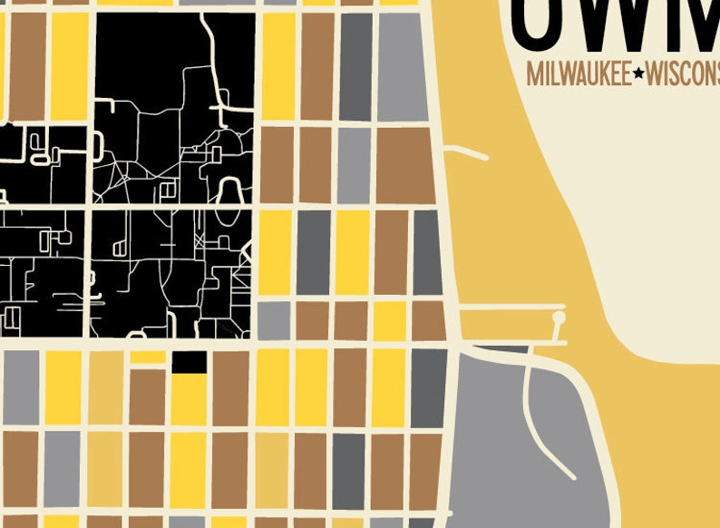 UWM Milwaukee Wisconsin University Campus Art Map Print by - Etsy