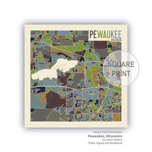Pewaukee - Wisconsin Art Map Print (waukesha County, Lake Country ...