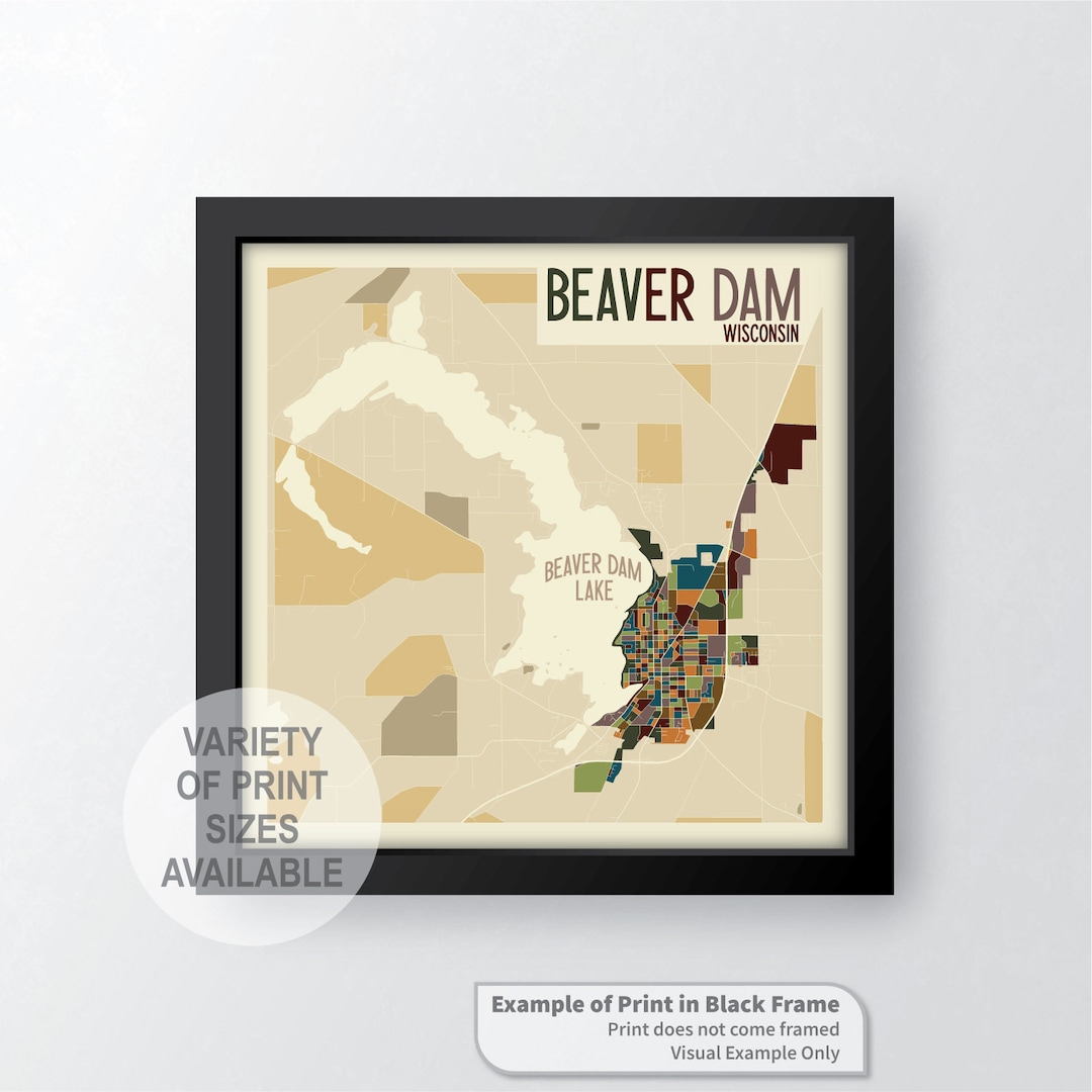 Beaver Dam, Wisconsin City Art Map Print (dodge County) by James Steeno ...