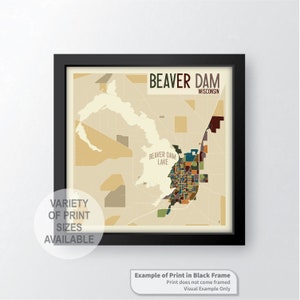 Beaver Dam, Wisconsin City Art Map Print (dodge County) by James Steeno ...