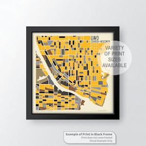UWO – Oshkosh, Wisconsin University Campus Art Map Print (UW-OH) by ...