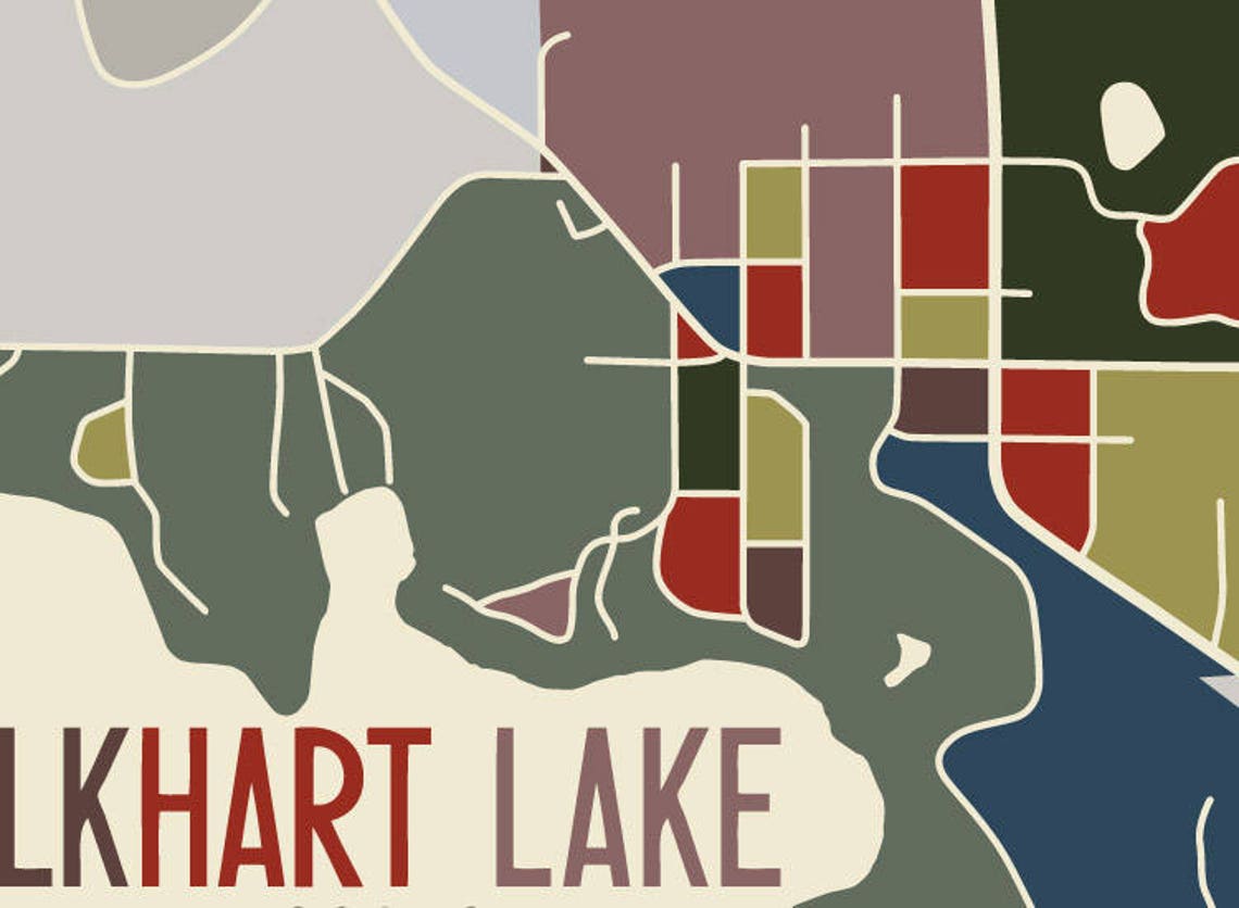 Elkhart Lake Wisconsin City Art Map Print sheboygan County | Etsy