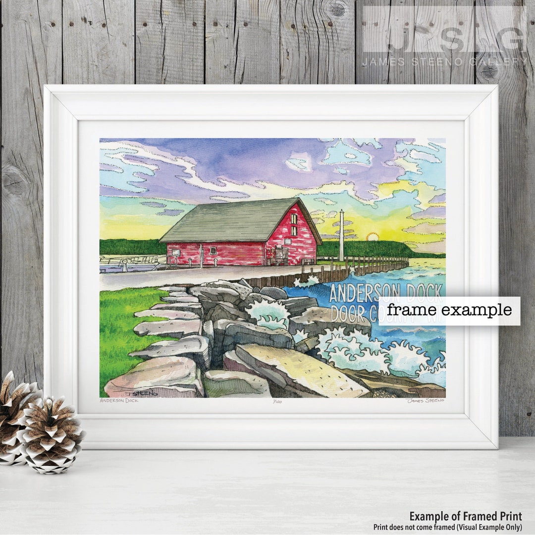 Anderson Dock Ephraim, Wisconsin Pen, Ink and Watercolor Art Print by ...
