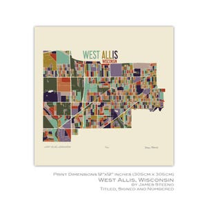 West Allis, Wisconsin Art Map Print (milwaukee County) by James Steeno ...